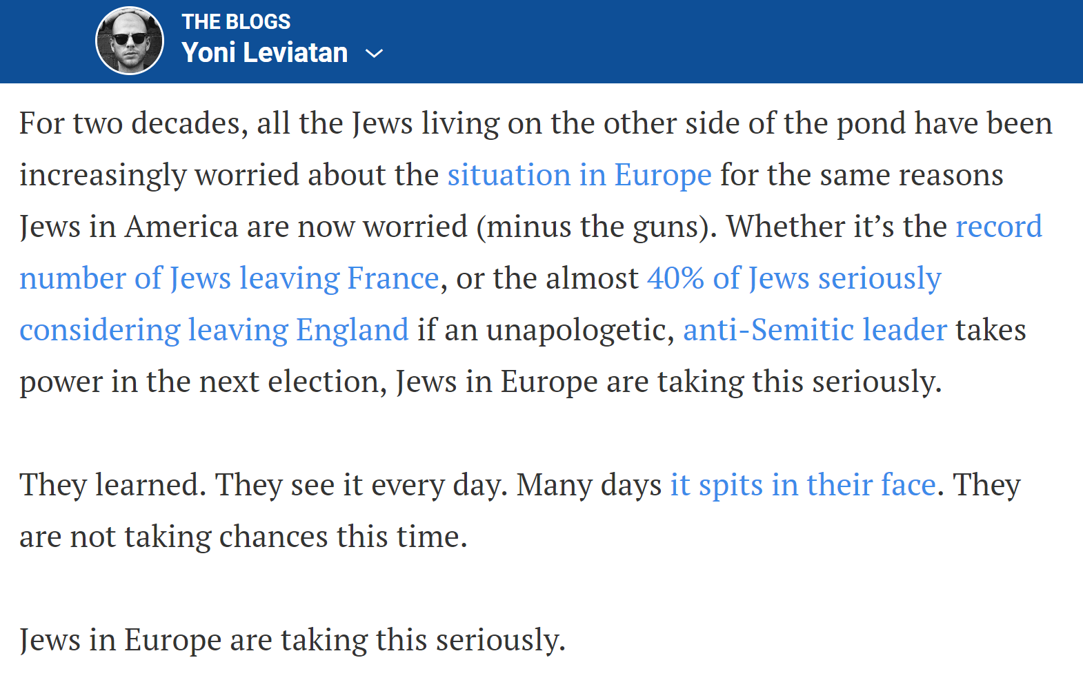 The Blogs: When will Jews learn? This was all so predictable. | Yoni Leviatan | The Times of Israel