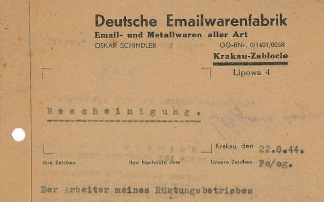 Schindler documents sell for $122K at auction | The Times of Israel