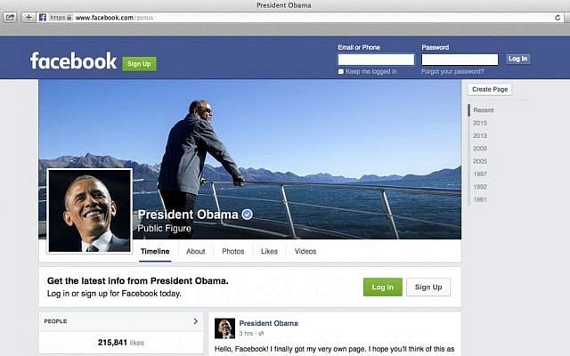 Barack Obama launches Facebook page | The Times of Israel