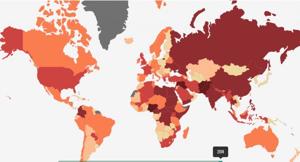 World Terrorism Map Map Of Terrorist Incidents Since 9/11 [3774×1893]