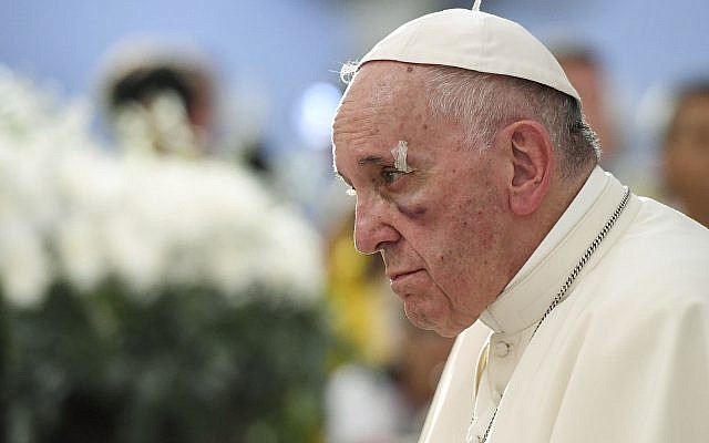 Pope injures head in popemobile during Colombia procession | The Times ...