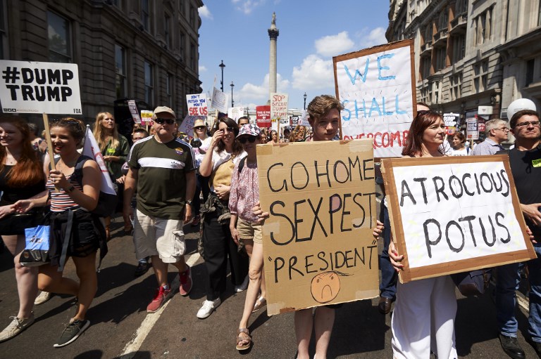 Demonstrators mock Donald Trump; protest his visit to the UK | The ...