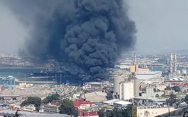 Massive fire rages at cooking oil warehouse near Haifa's port | The ...