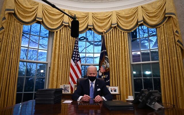 Joe Biden does some Oval Office redecoration | The Times of Israel