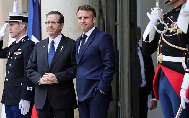 Herzog meets Macron in Paris ahead of Olympics opening ceremony, thanks ...