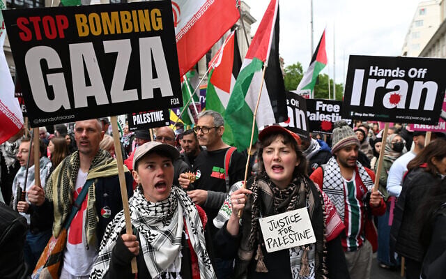 Police arrest 11 as tens of thousands march in concurrent anti-Israel ...